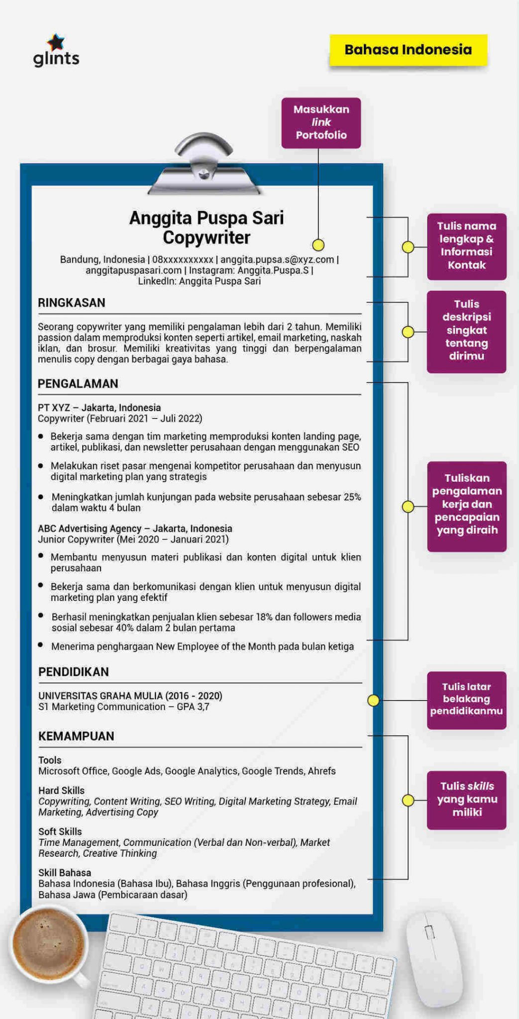 Cara dan Contoh Membuat CV Copywriter Agar Dilirik Rekruter