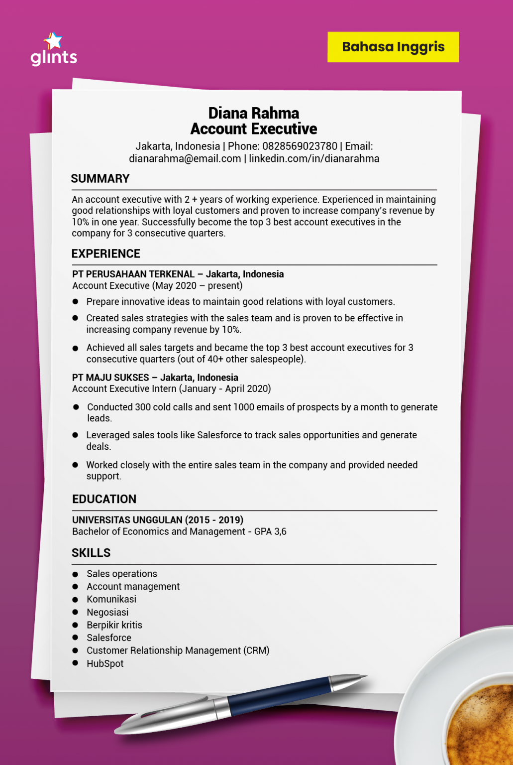 4 Tips Menyusun CV Account Executive plus Template Gratisnya